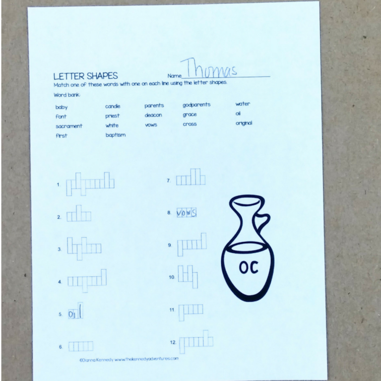 Baptism Word Puzzles for Catholic Kids - The Kennedy Adventures!