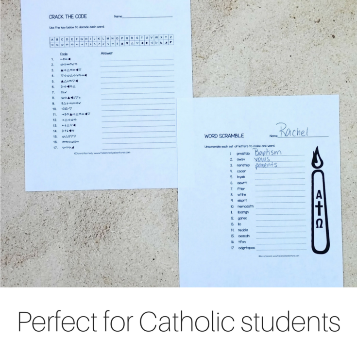 Baptism Word Puzzles for Catholic Kids - The Kennedy Adventures!