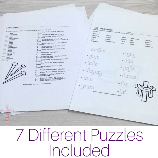 Lent Word Puzzles for Catholic Kids - The Kennedy Adventures!