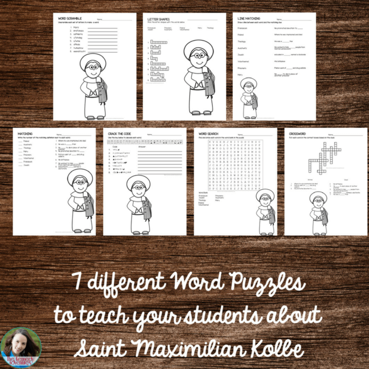 St Maximilian Kolbe Word Puzzles – No Prep Catholic Activity - The ...