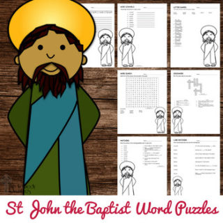 Saint John the Baptist Word Puzzles - The Kennedy Adventures!