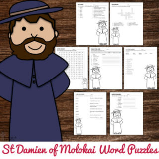 Saint Damien of Molokai Word Puzzles - The Kennedy Adventures!