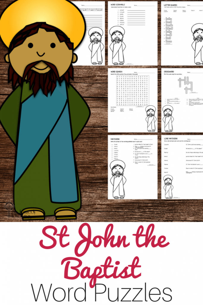 Saint John the Baptist Word Puzzles - The Kennedy Adventures!