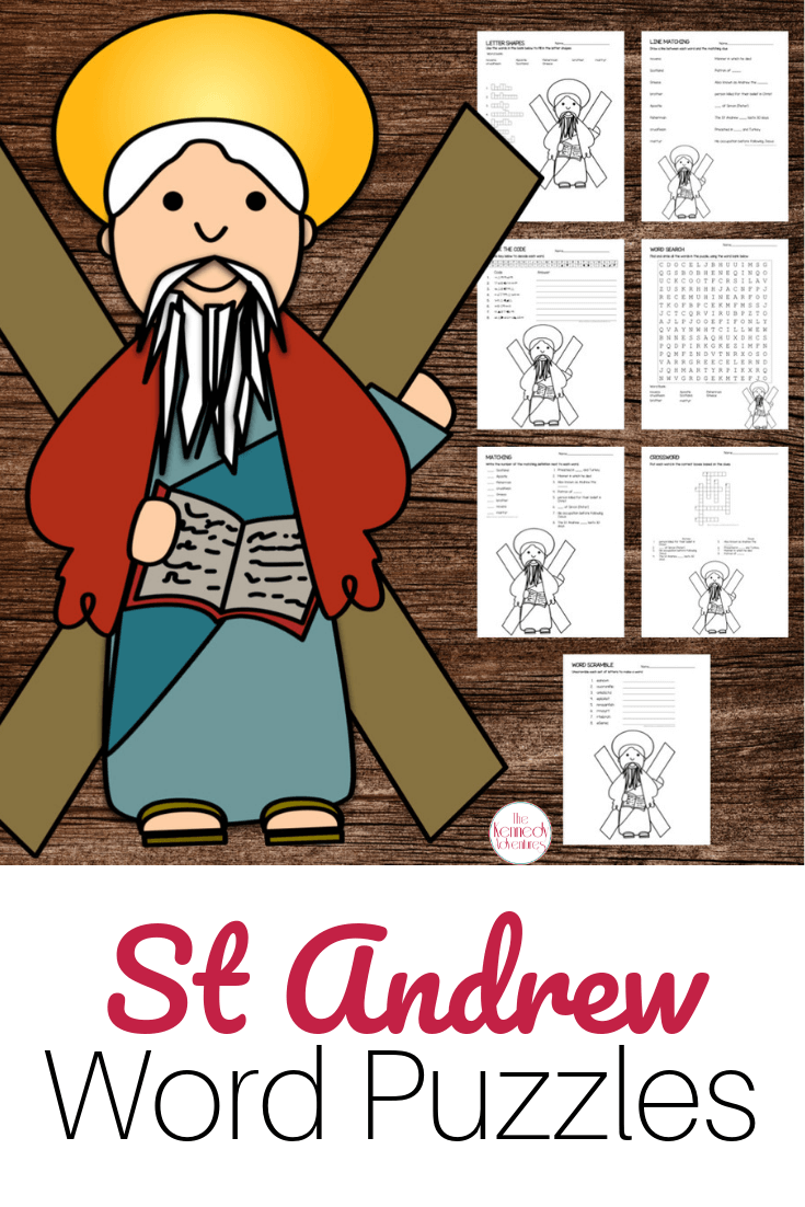 Catholic Saint Word Puzzles - No Prep Activity - St Andrew