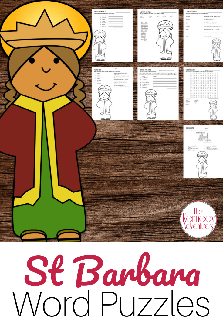 Catholic Saint Word Puzzles - No Prep Activity - St Barbara