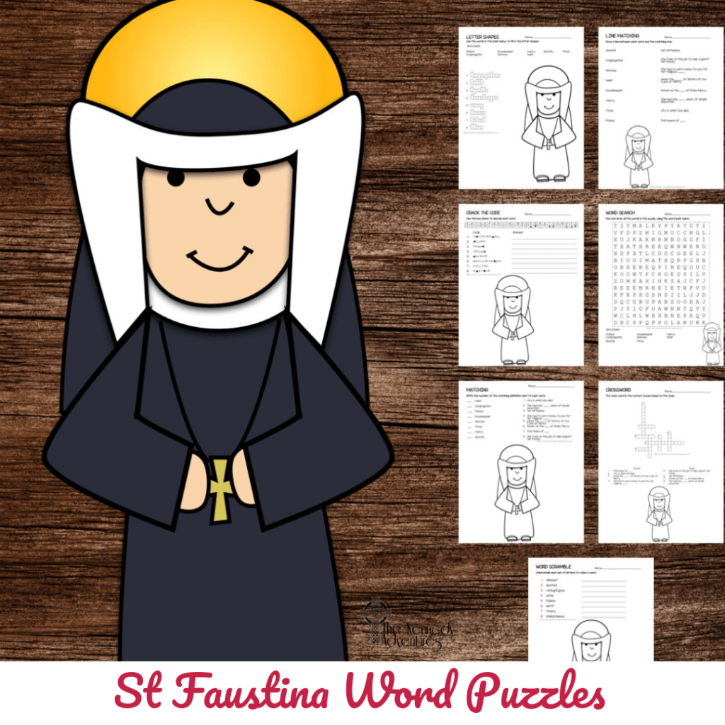 Catholic Saint Word Puzzles – No Prep Activity – St Faustina - The ...