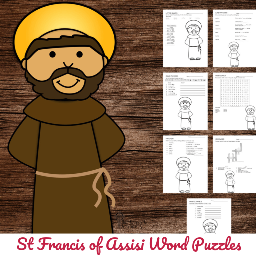 Catholic Saint Word Puzzles – No Prep Activity – St Francis of Assisi ...