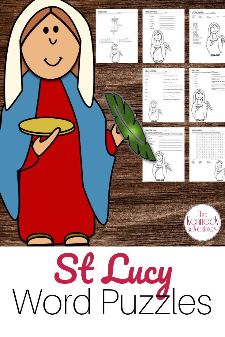 Catholic Saint Word Puzzles - No Prep Activity - St Lucy