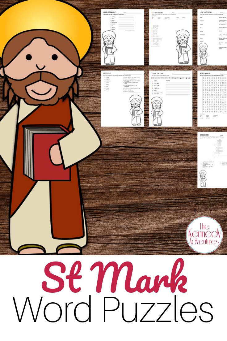 Catholic Saint Word Puzzles - No Prep Activity - St Mark the Evangelist ...