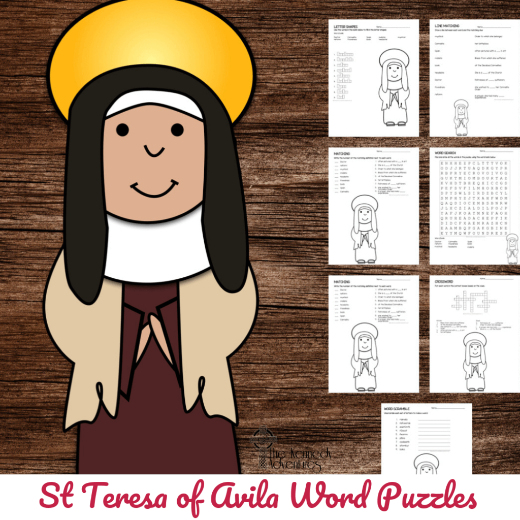 Catholic Saint Word Puzzles – No Prep Activity – St Teresa of Avila ...