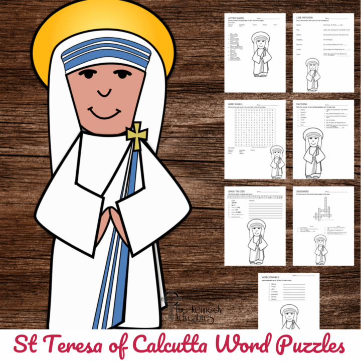 Catholic Saint Word Puzzles – No Prep Activity – St Teresa of Calcutta ...