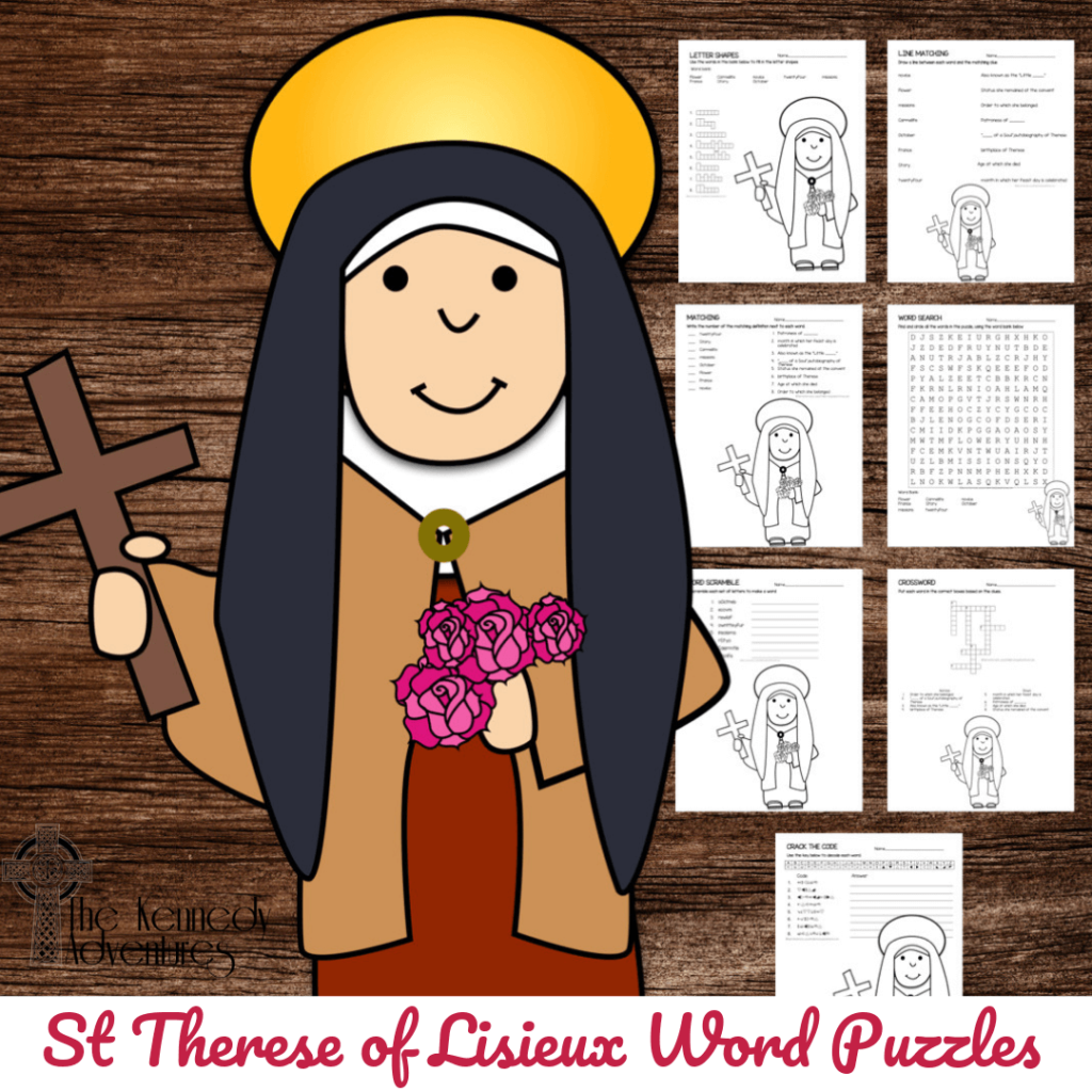 Catholic Saint Word Puzzles – No Prep Activity – St Therese of Lisieux ...