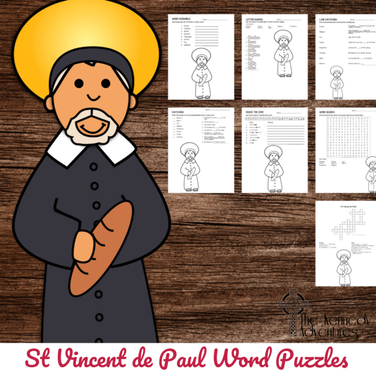 Catholic Saint Word Puzzles – No Prep Activity – St Vincent de Paul ...